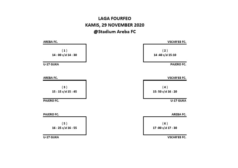 Jadwal Laga Fourfeo 4 Tim | PDF