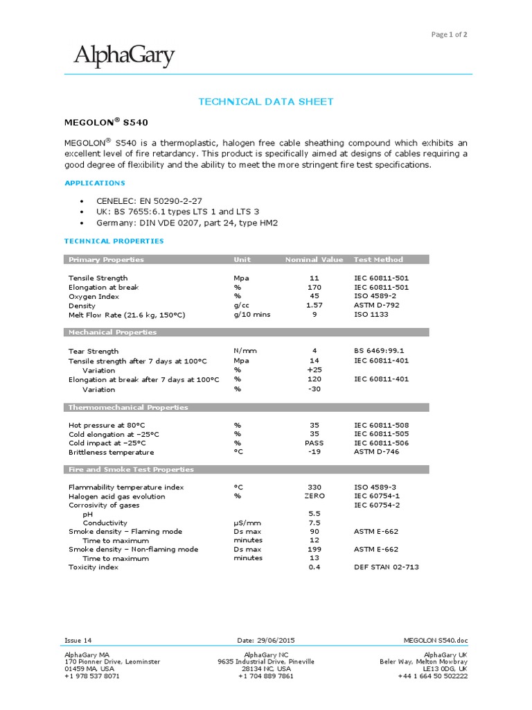 Megolon S540 PDF | PDF | Materials | Building Engineering