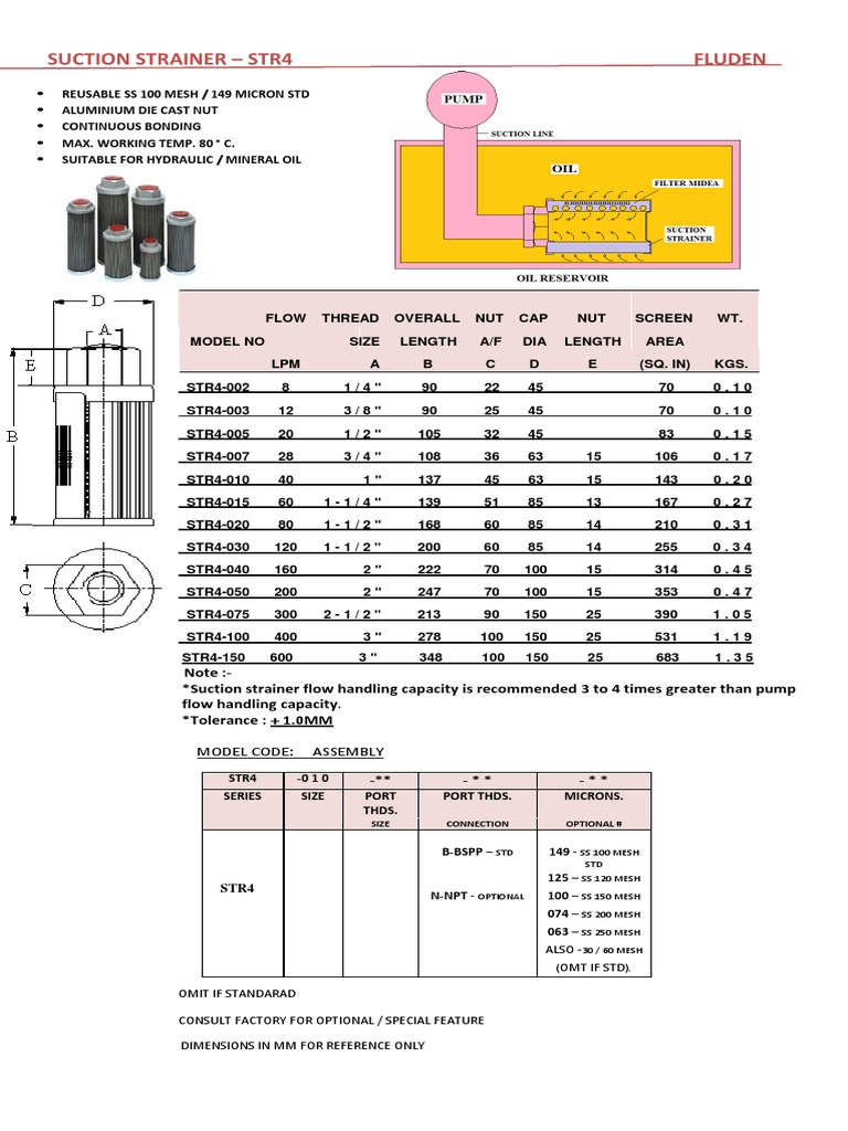 Fluden - Suction Strainer | PDF | Mechanical Engineering | Manufactured ...
