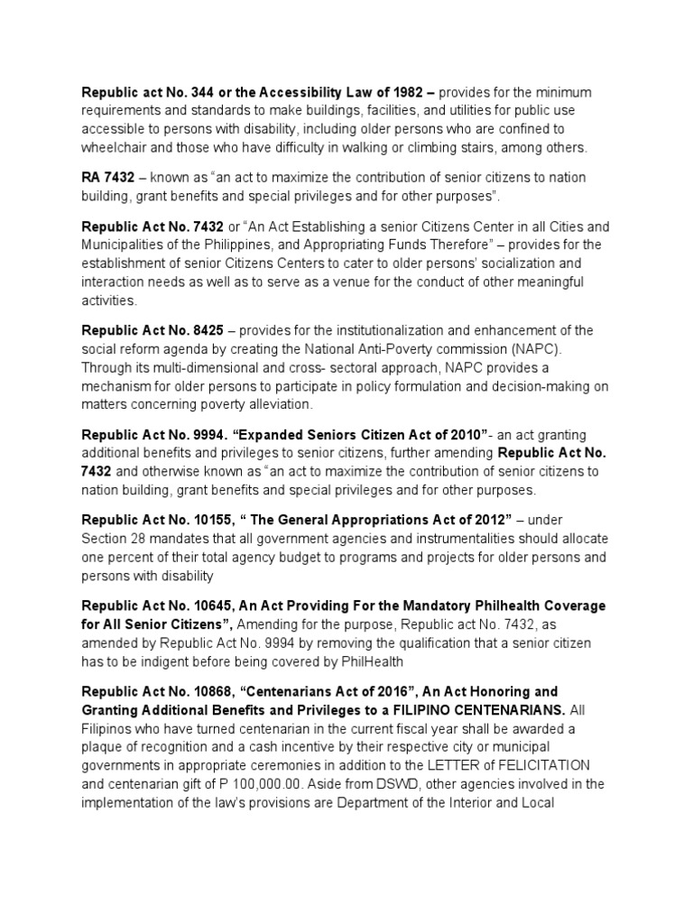 Laws Affecting Senior Citizen | PDF | Grief | Terminal Illness