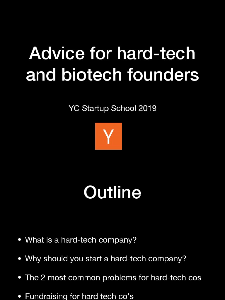 Advice For Hard-Tech and Biotech Founders | PDF | Startup Company ...