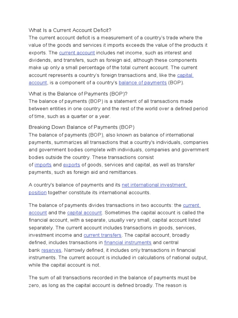 Understanding Current Account Deficits | PDF | Balance Of Payments ...