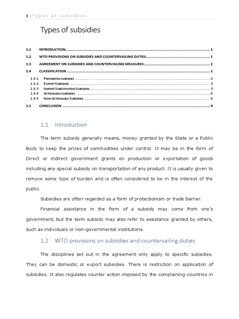 Types of Subsidies | PDF | Subsidy | World Trade Organization