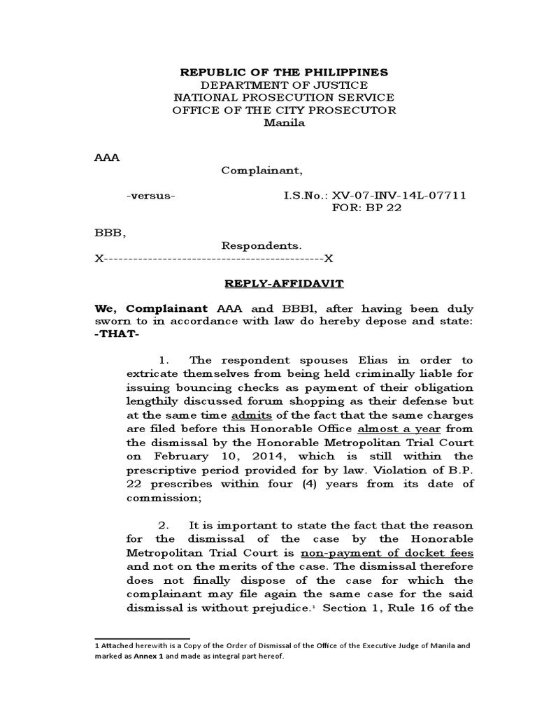 Reply Affidavit Pascual | PDF | Lawsuit | Pleading