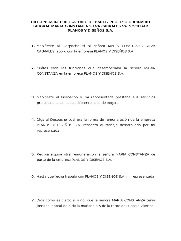 Diligencia Interrogatorio de Parte | PDF