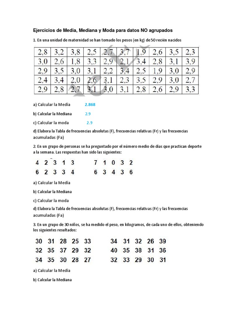Exercicios Media Moda Mediana