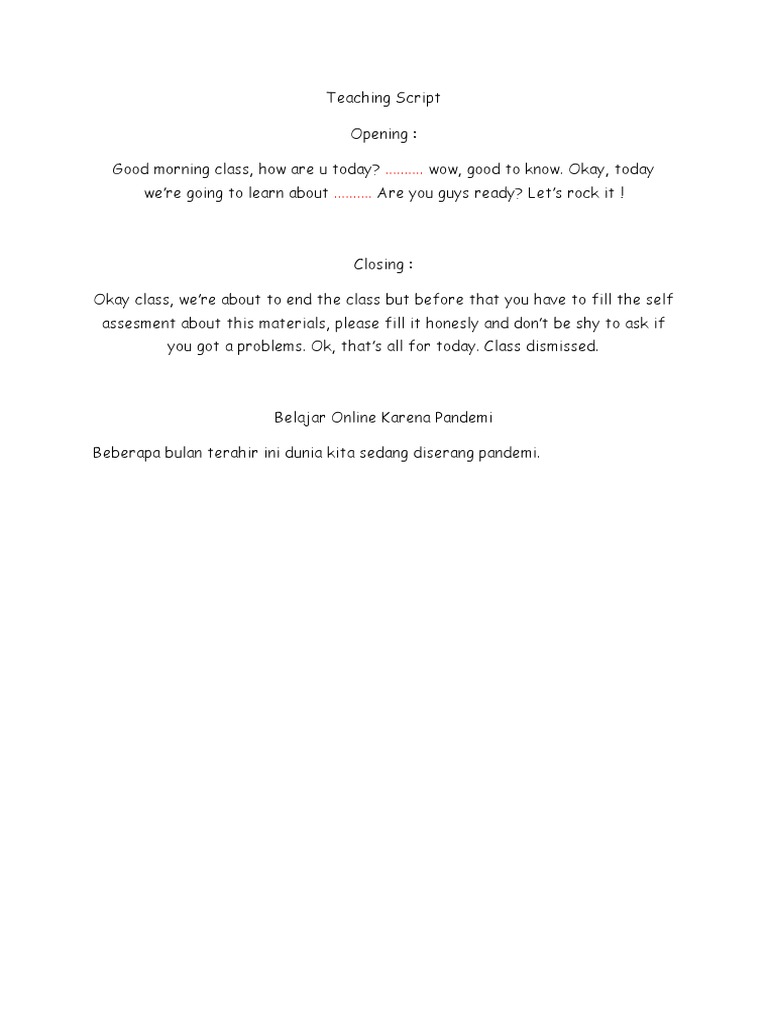 Teaching Script | PDF