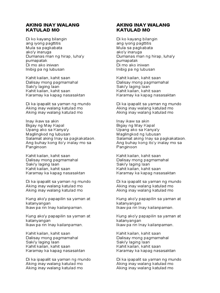 Aking Inay Walang Katulad Mo | PDF
