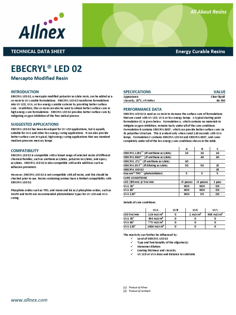 Ebecryl Led 02 TDS 07142014 PDF Ultraviolet Epoxy, 45% OFF