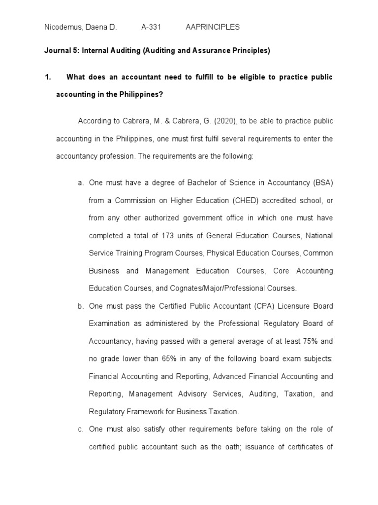 AUDIT Journal 5 | Download Free PDF | Certified Public Accountant ...