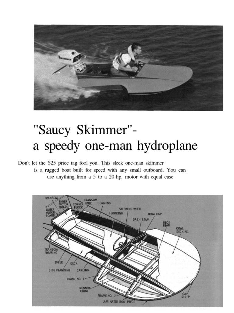 Saucy Skimmer AKA Saucy Shingle Hydroplane Boat Plans | PDF | Hull ...