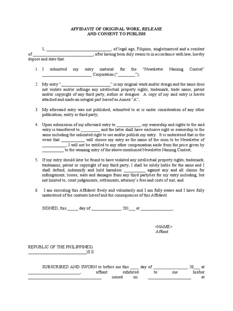 Affidavit of Original Work | PDF | Affidavit | Intellectual Property