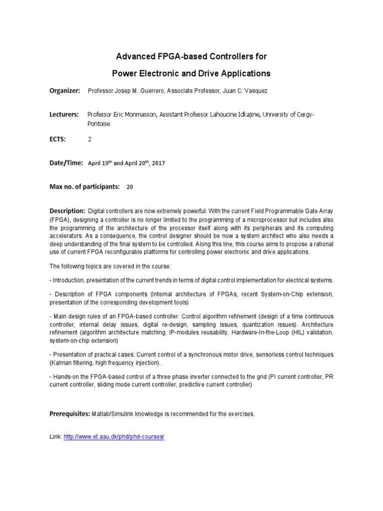 Advanced Fpga Based Controllers For Power Electronic and Drive Applicat ... Advanced Fpga Based Controllers For Power Electronic and Drive Applicat ...
