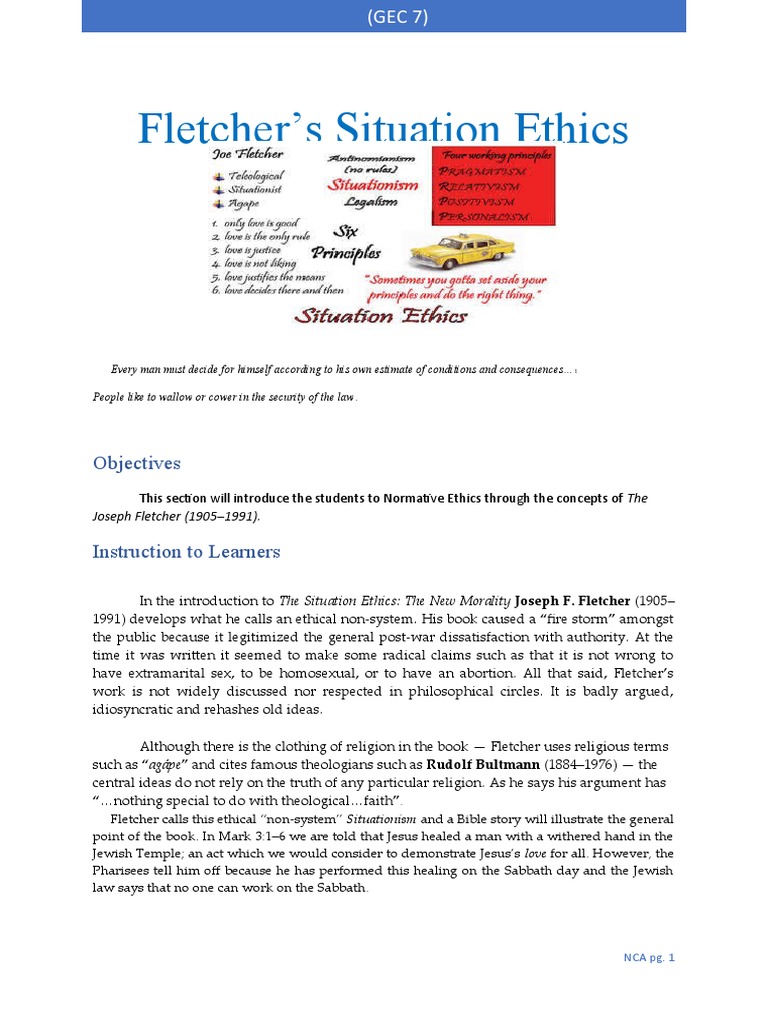 Ethics - JOSEPH FLETCHER SE | PDF | Conscience | John Dewey