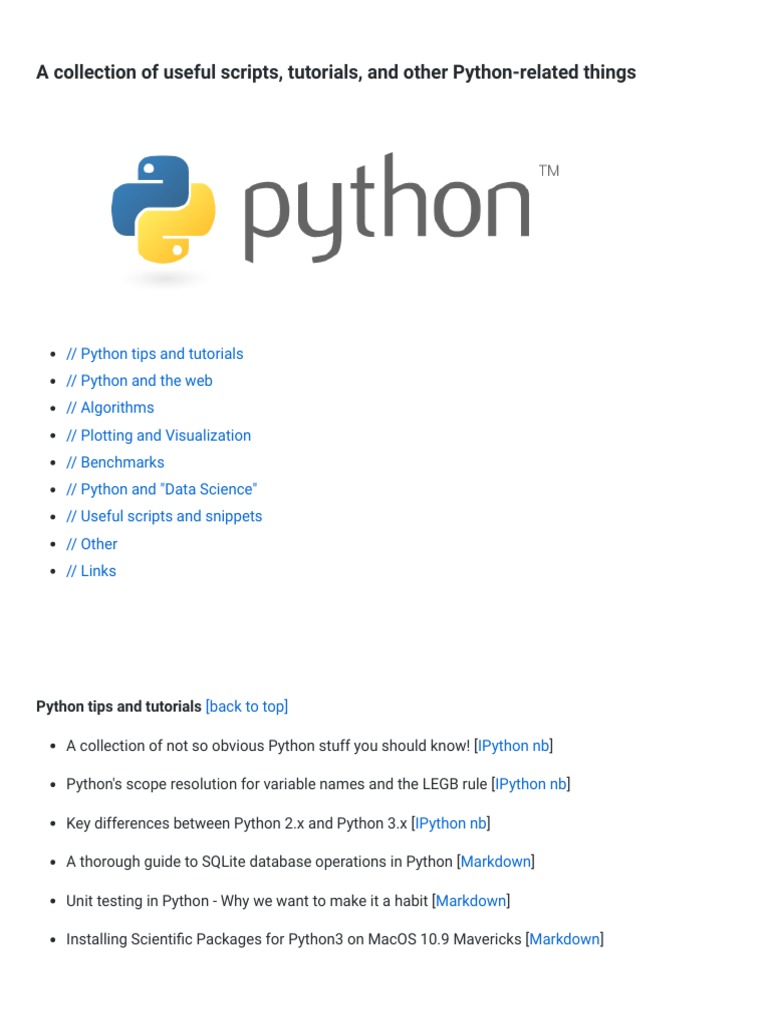 A Collection of Useful Scripts, Tutorials and Other Python Related Thing | PDF | Python ...