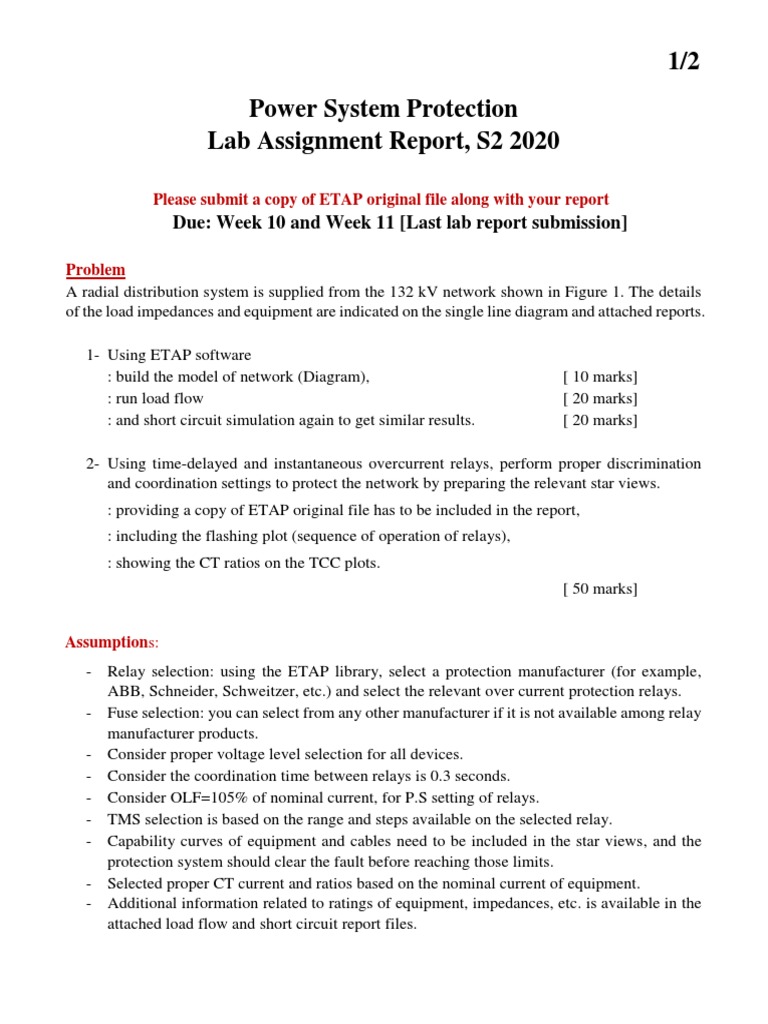 1 - Power System Protection Lab Assignment Report - S2 2020 | PDF