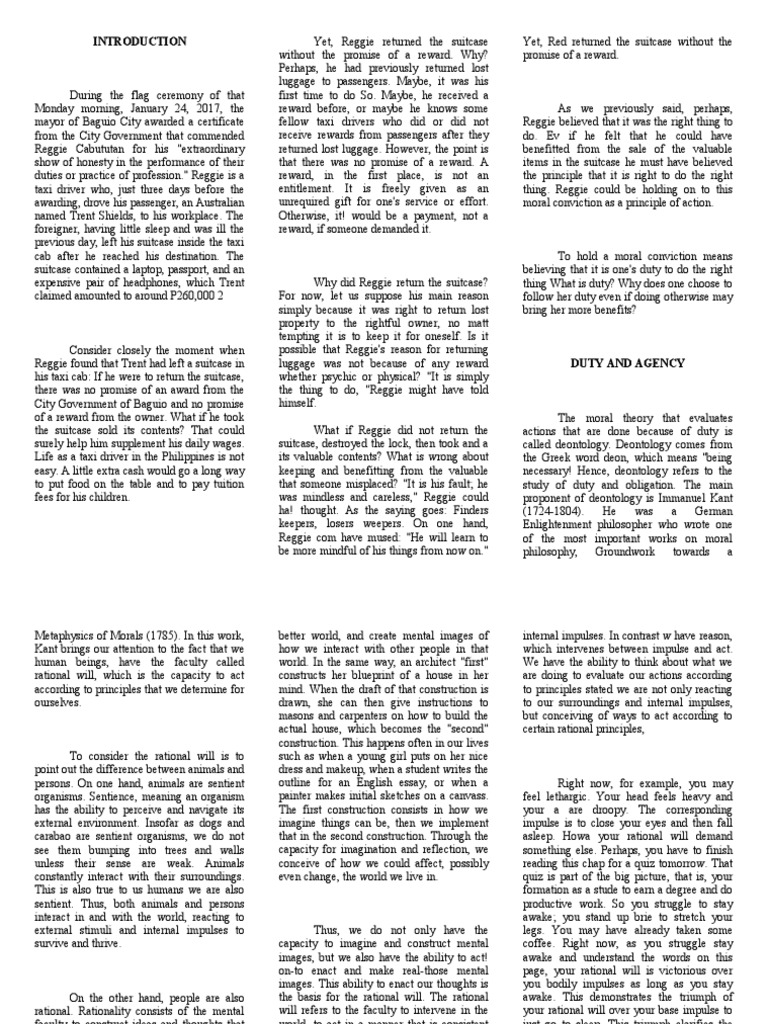 Deontology - Universability | PDF | Autonomy | Reason