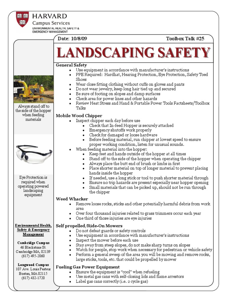 Toolbox Talks Landscaping Safety English PDF | PDF | Personal ...