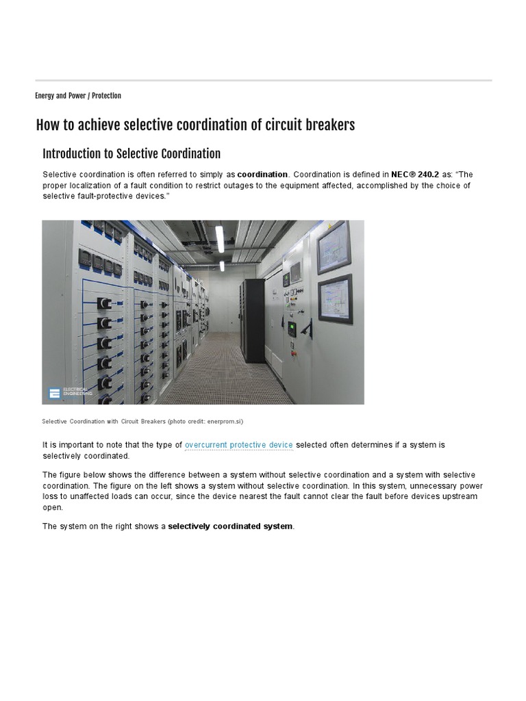 How To Achieve Selective Coordination of Circuit Breakers - EEP | PDF | Fuse (Electrical ...