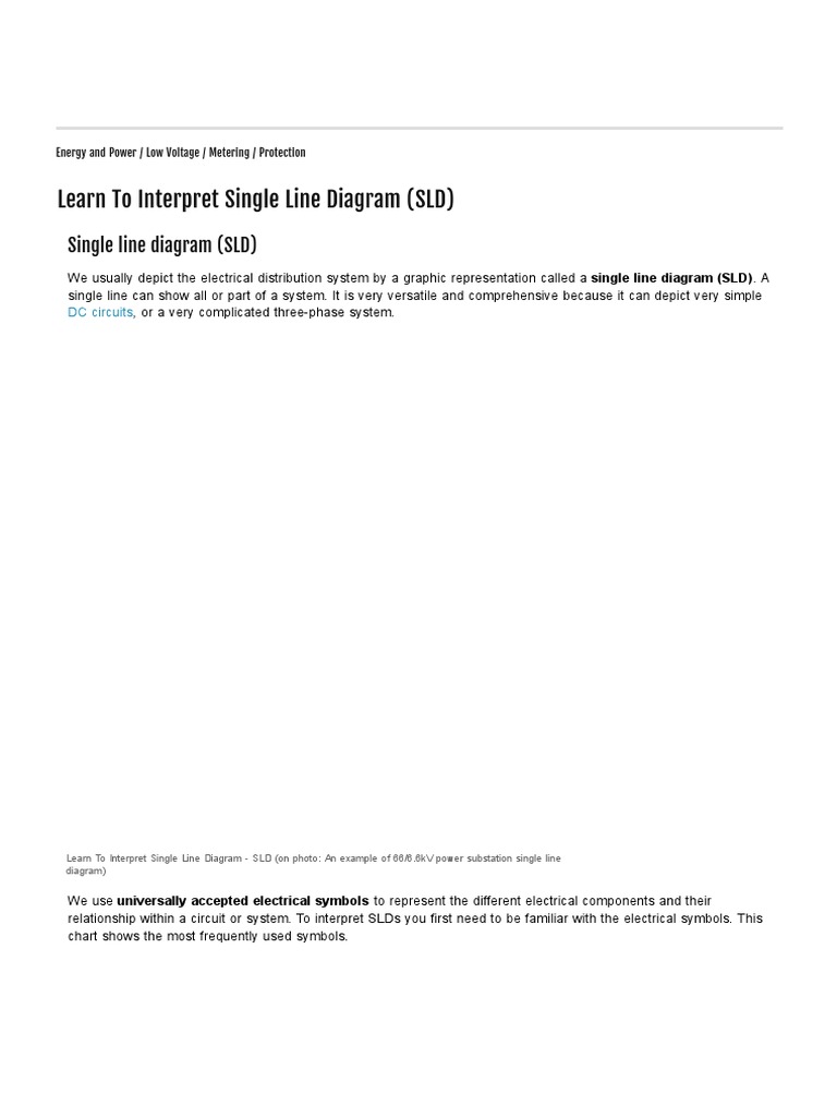 Learn To Interpret Single Line Diagram (SLD) - EEP | PDF | Switch ...