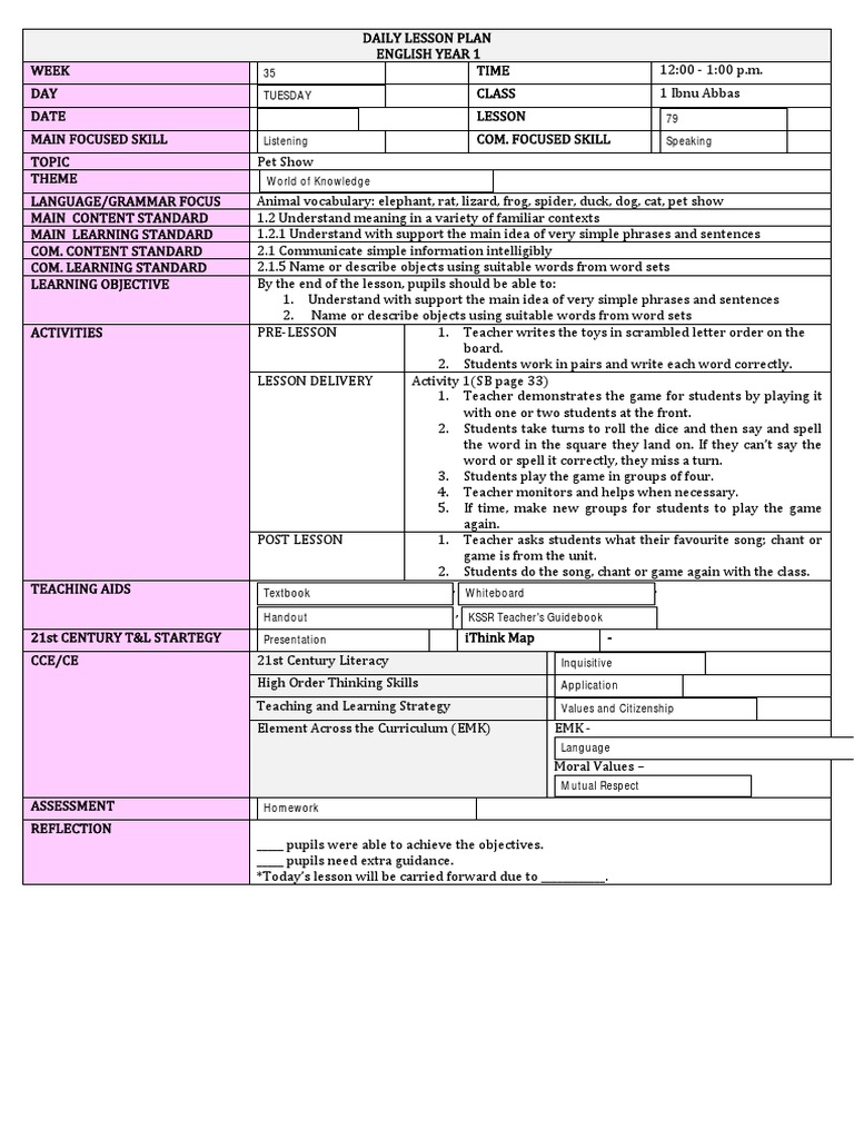 Pet Show | PDF | Lesson Plan | Curriculum