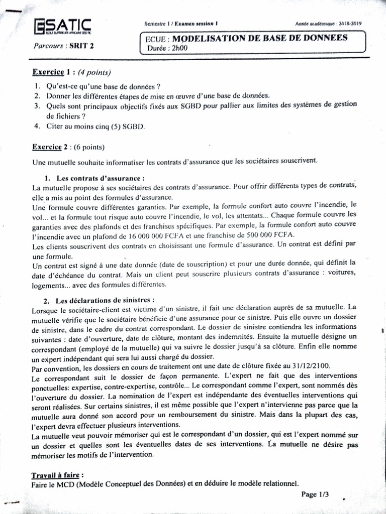 Examen de Base de Donnée | PDF