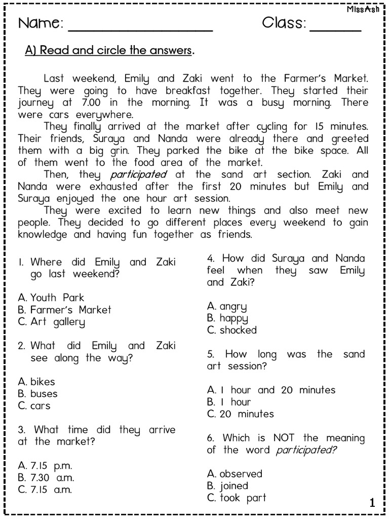 Year 3 Reading Assessment (BLOG) PDF | PDF