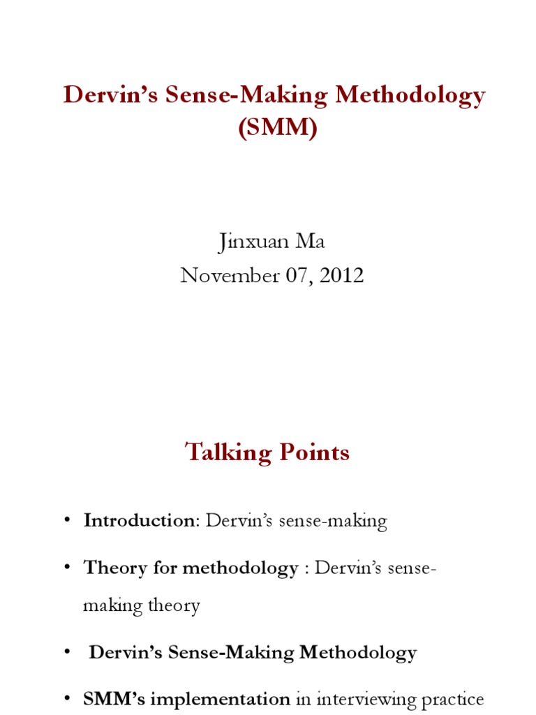 DERVIN SENSE MAKING PRIMER Ee309 | PDF | Qualitative Research | Interview