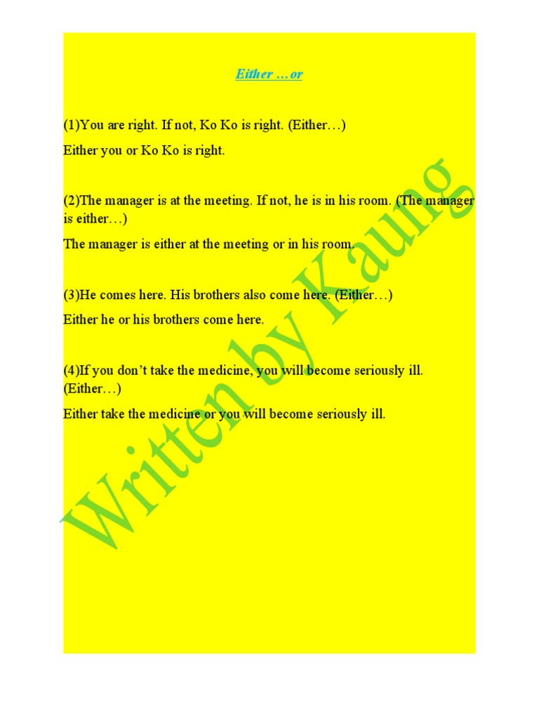 Either-or and Neither-nor Structures | PDF | Grammar | Language Mechanics