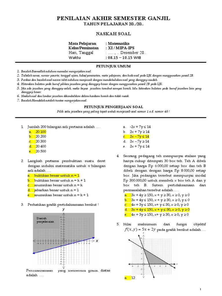 Soal PAS MTK Wajib Kelas XI | PDF