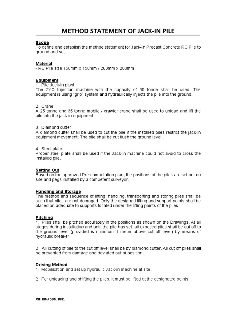 Method Statement of Jack-In Pile PDF | PDF | Deep Foundation | Crane ...