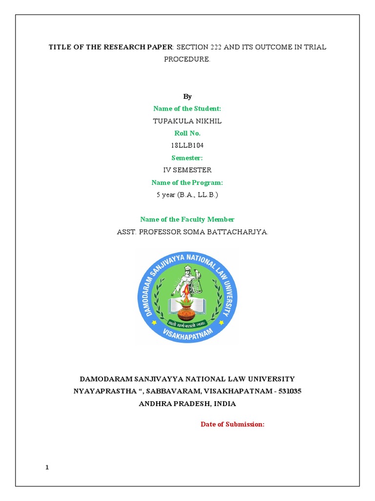 CRPC Draft Research Paper-104 | PDF | Criminal Procedure In South ...