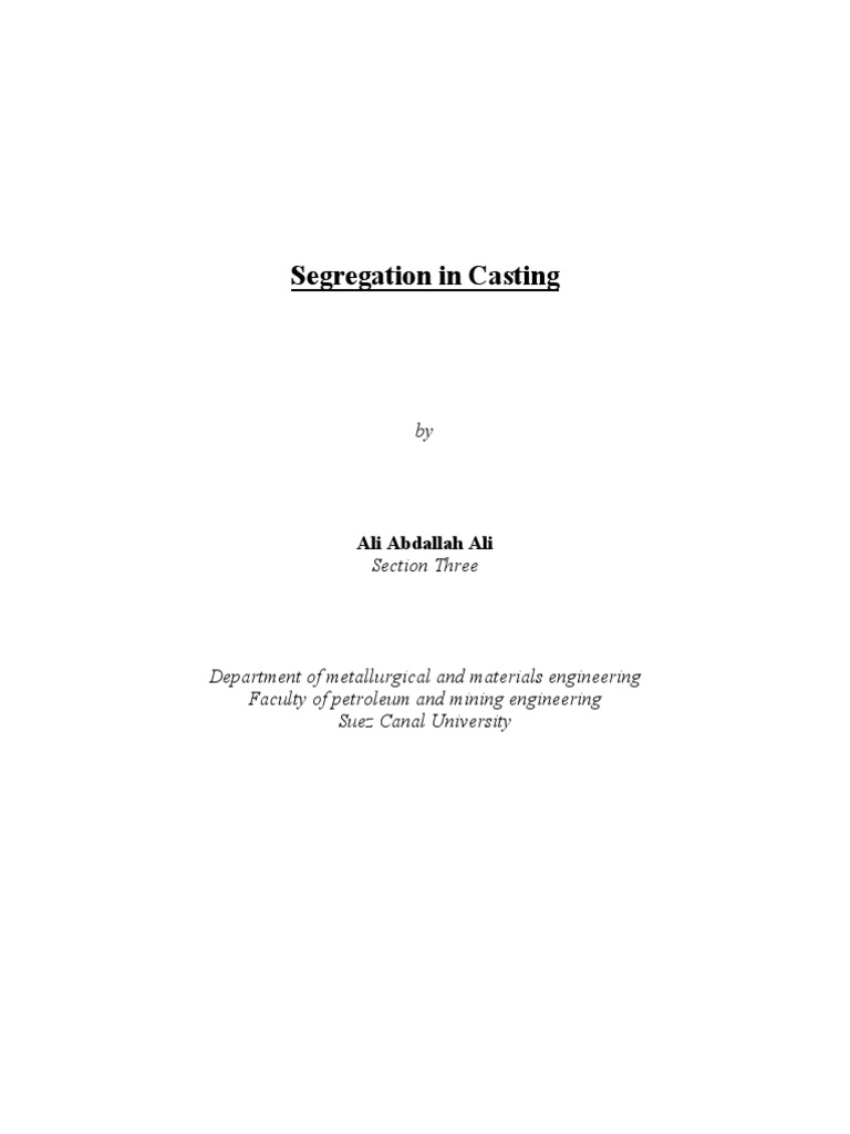 Segregation in Casting | PDF | Ingot | Casting (Metalworking)