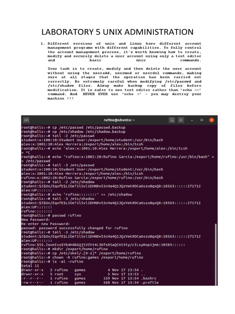 LAB 05 Unix Administration | PDF | Data Management | Computer File