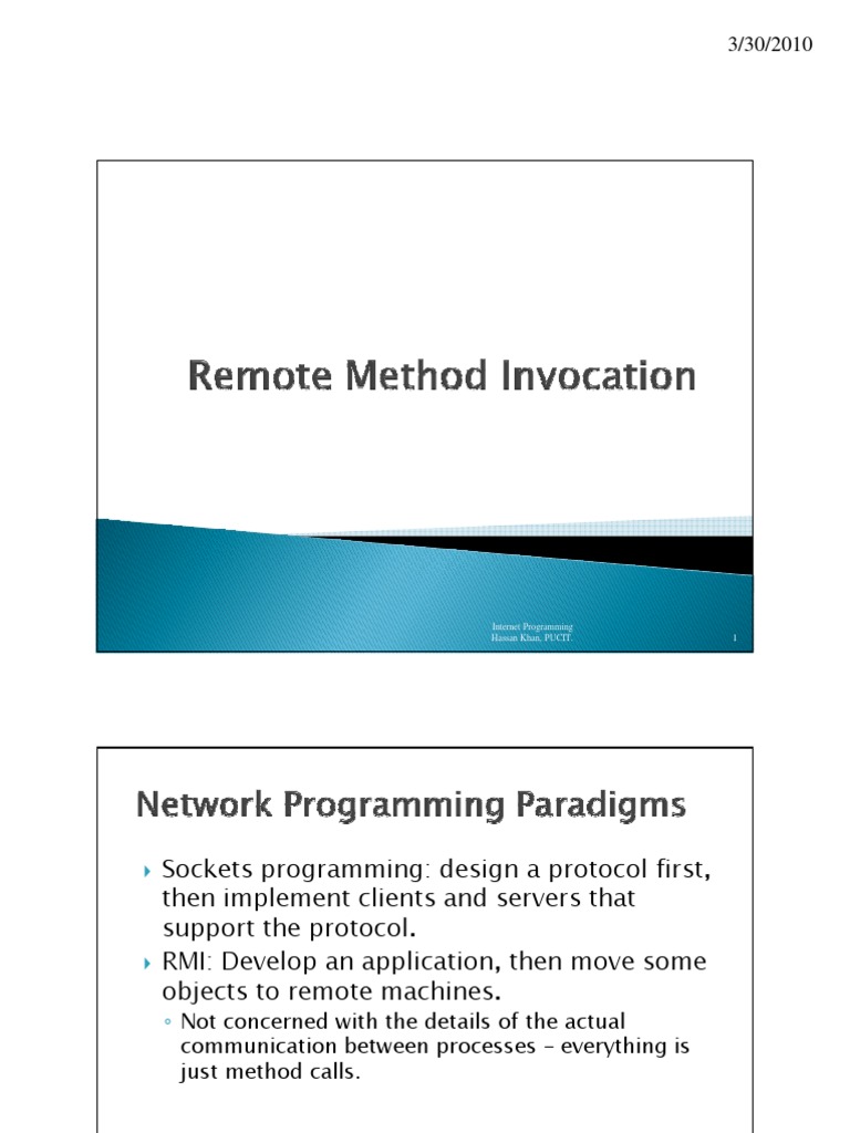 RMI Handout | PDF | Interface (Computing) | Class (Computer Programming)