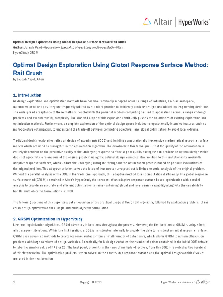 HyperStudy - GRSM - White - Paper - 121613 GlobalResponse | PDF | Mathematical Optimization ...