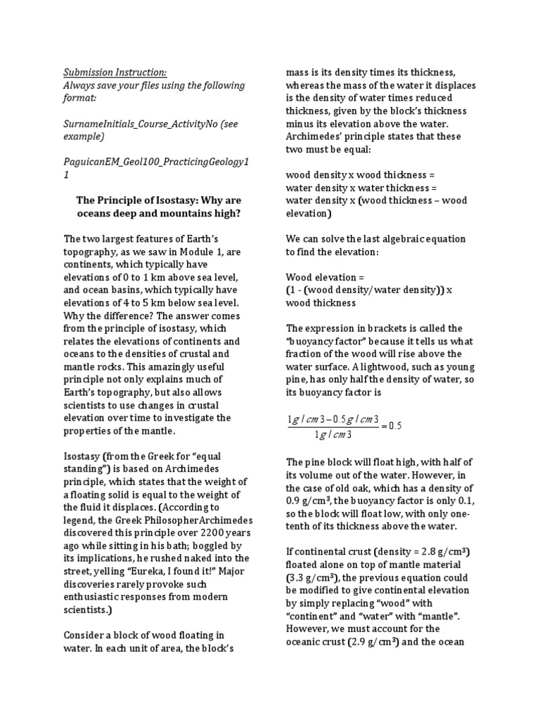 Principle of Isostasy | Download Free PDF | Buoyancy | Density
