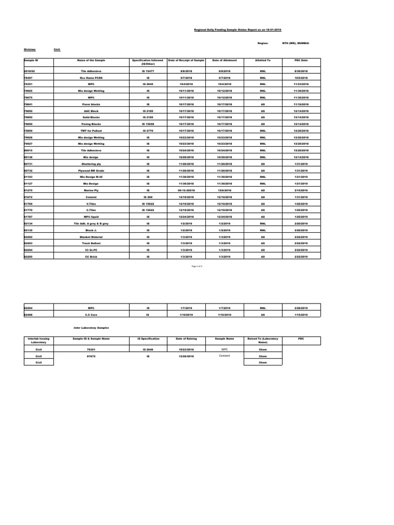 Daily Report Proforma-CIVIL-18-01-2019 | PDF | Plywood | Building ...