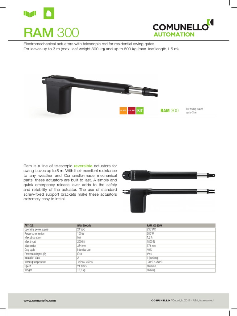Reversible: RAM 300 24V RAM 300 230V | PDF | Actuator | Switch