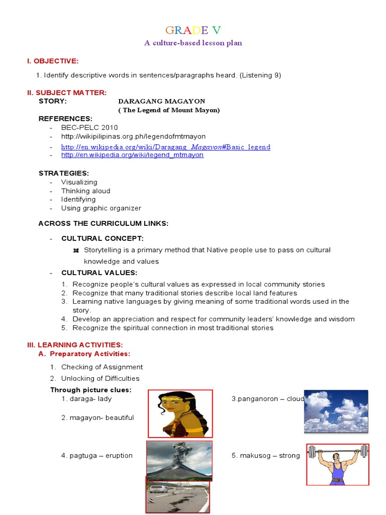 GRADE V A Culture Based Lesson Plan | PDF