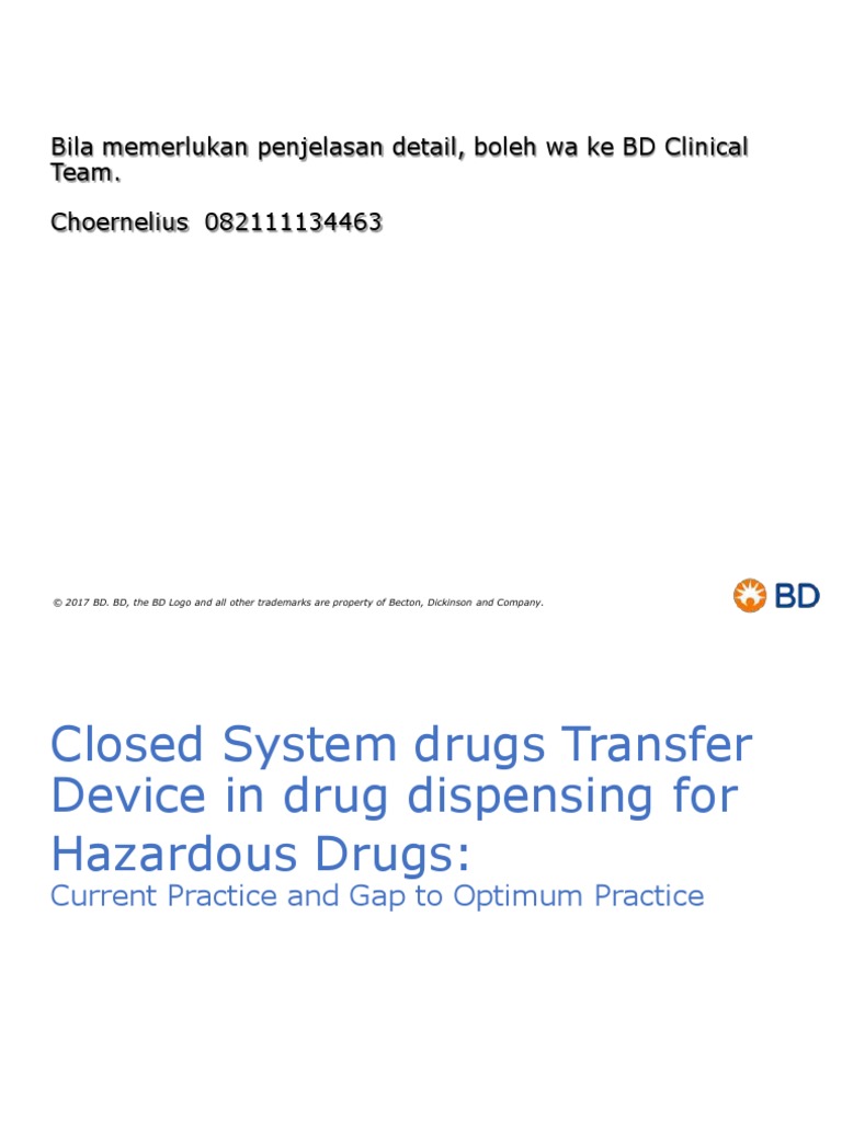 Hazardous Drugs (HD) and Closed System Drugs Transfer Device (CSTD ...