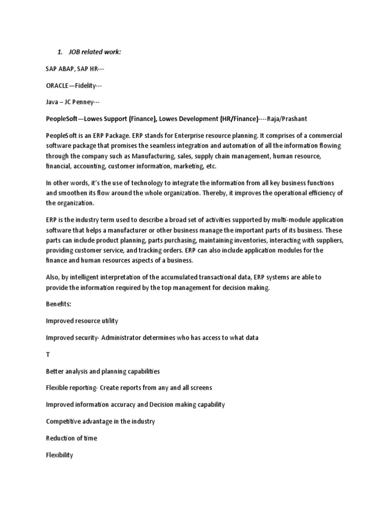 An Overview of Experience Working with ERP Systems such as PeopleSoft ...