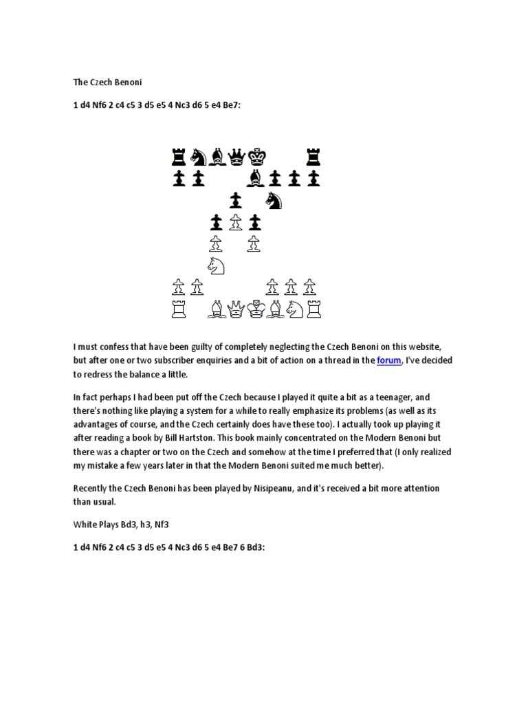 The Czech Benoni Emms | PDF | Traditional Board Games | Chess