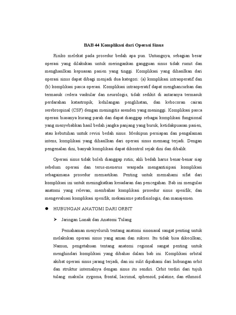 44 Komplikasi Dari Operasi Sinus | PDF