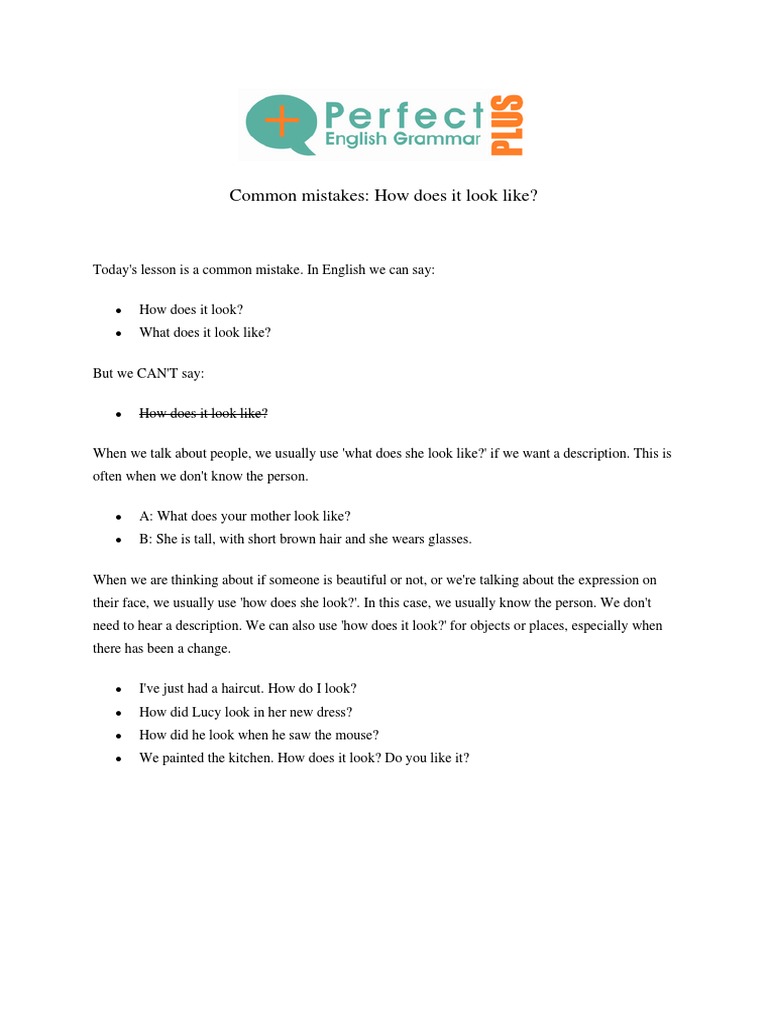 Distinguishing "How does it look?" and "What does it look like? | PDF