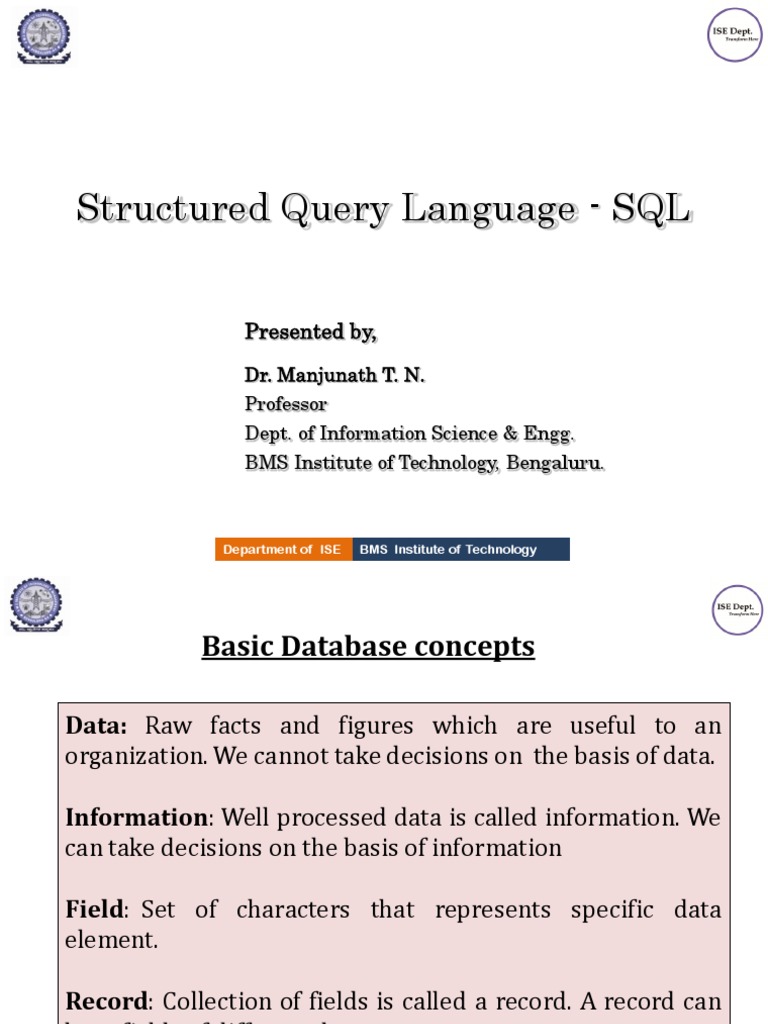 Basic and Advanced SQL PDF | PDF | Relational Database | Sql