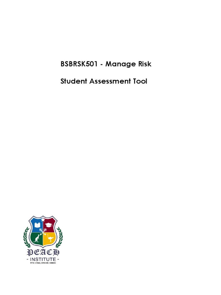 BSBRSK501 - Student Assessment Tool V2.11 | PDF | Risk | Risk Management