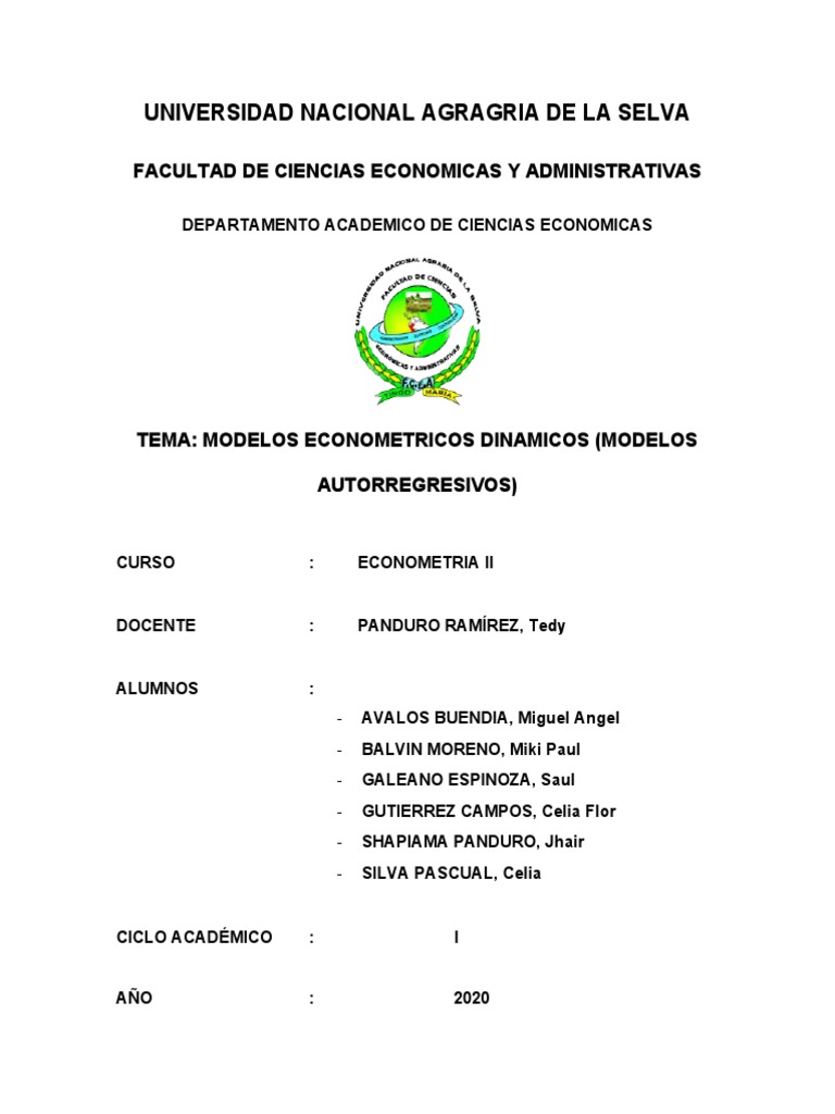 T FINAL - Grupo 7 - AUTORREGRESIVO | PDF | Econometría | Modelo autorregresivo