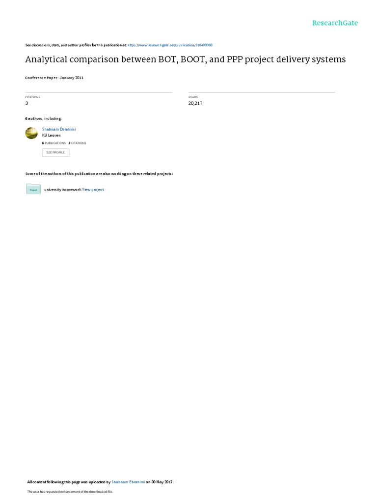 Analytical Comparison Between Bot Boot and PPP Project Delivery Systems | PDF | Public–Private ...