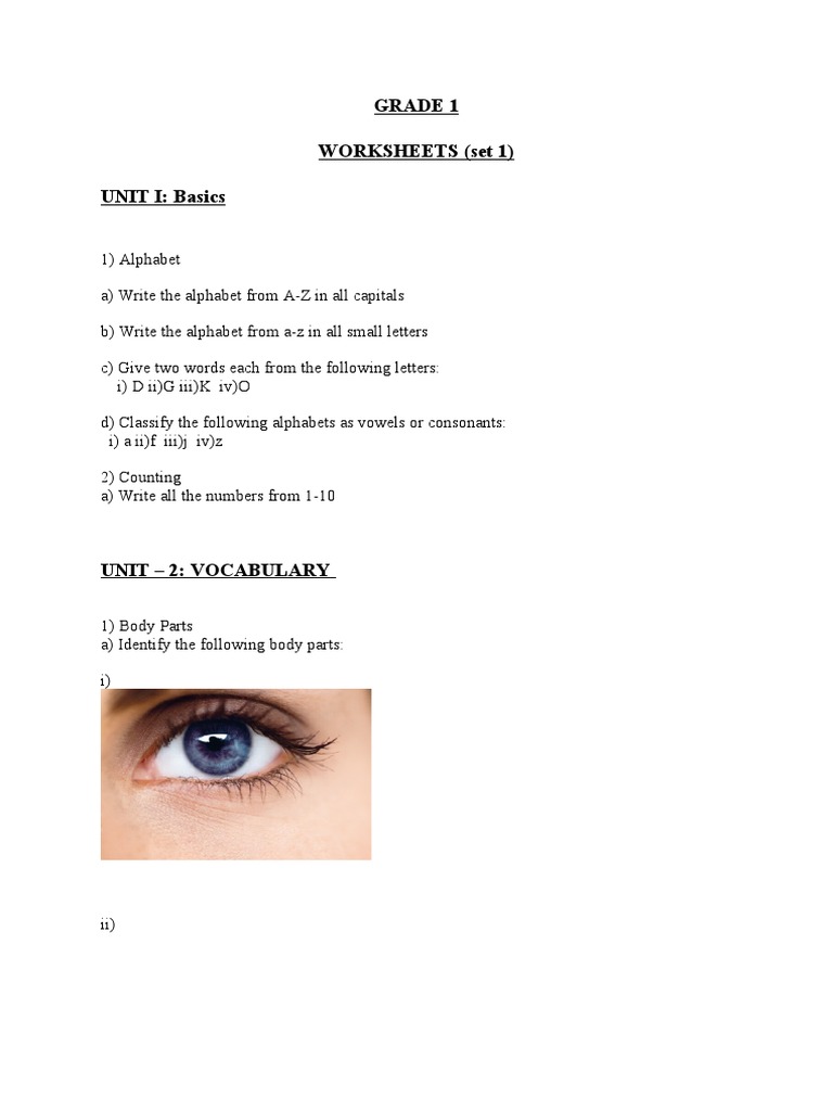 Grade 1 Language Fundamentals Worksheet | PDF | Language Arts ...